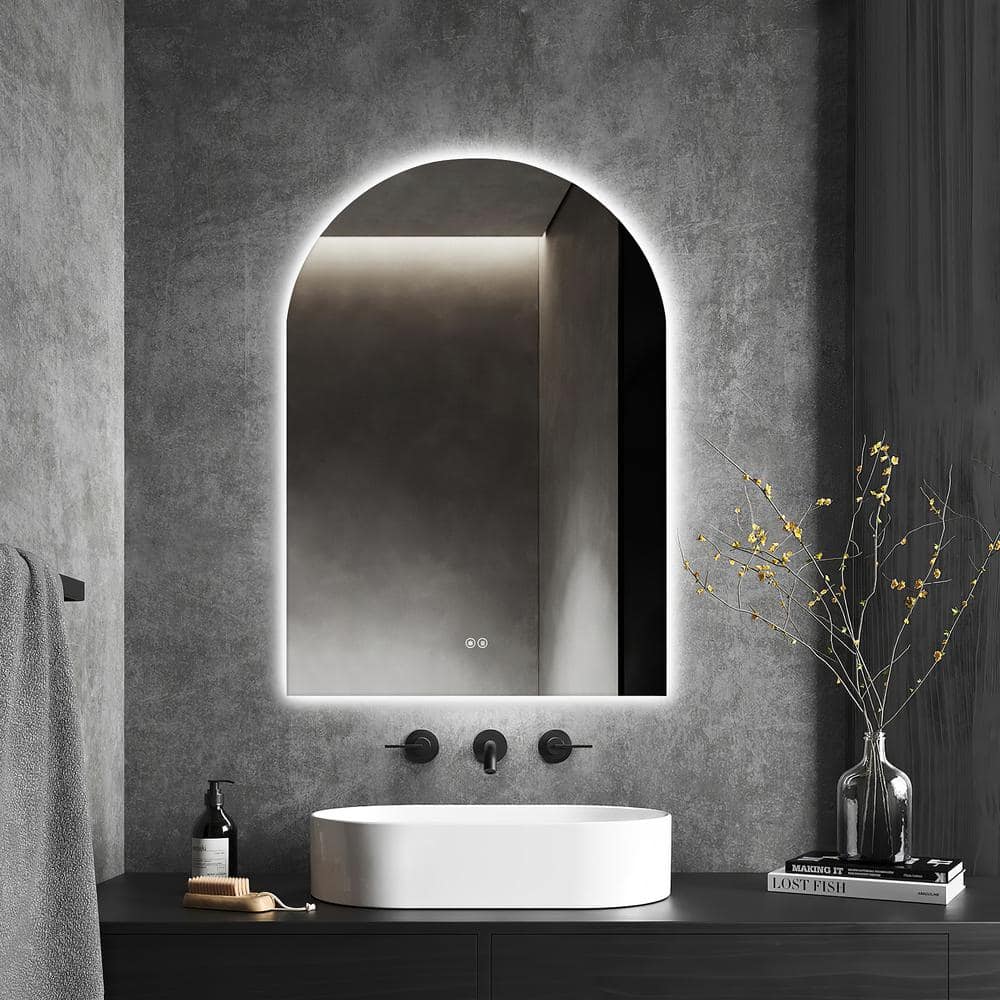 Dovelina 30 in. W x 39 in. H Arched Frameless Wall-Mounted Anti-Fog LED ...