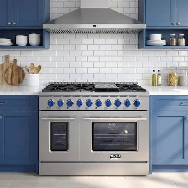 JANSKA 48 in. 6.7 Cu. Ft. Professional Freestanding Dual Fuel Range ...