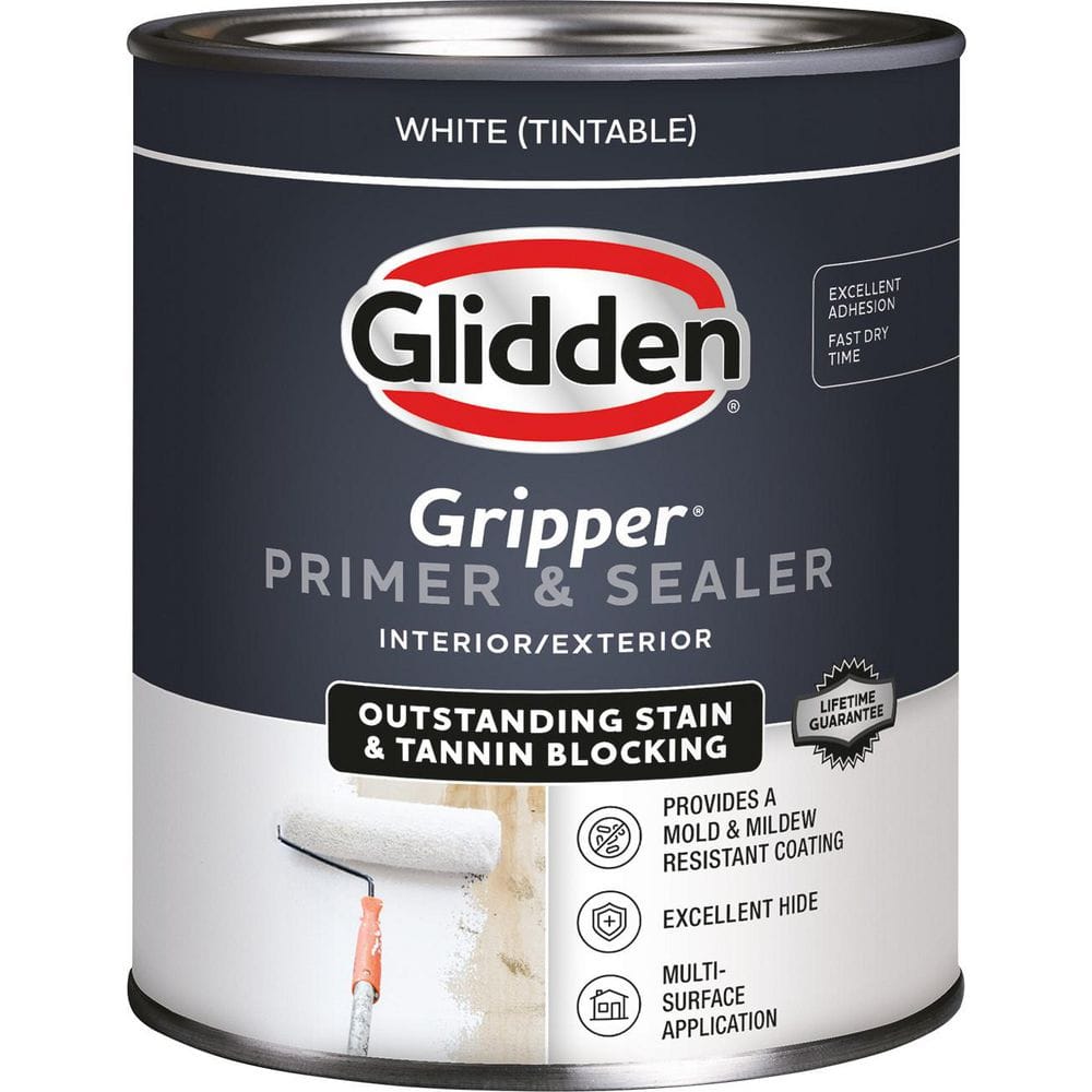Glidden Gripper Gripper 1 qt. White Interior/Exterior Acrylic Primer ...