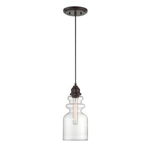Monteaux Lighting 1-Light Oil Rubbed Bronze Mini Pendant Light Fixture with Clear Glass Shade ...