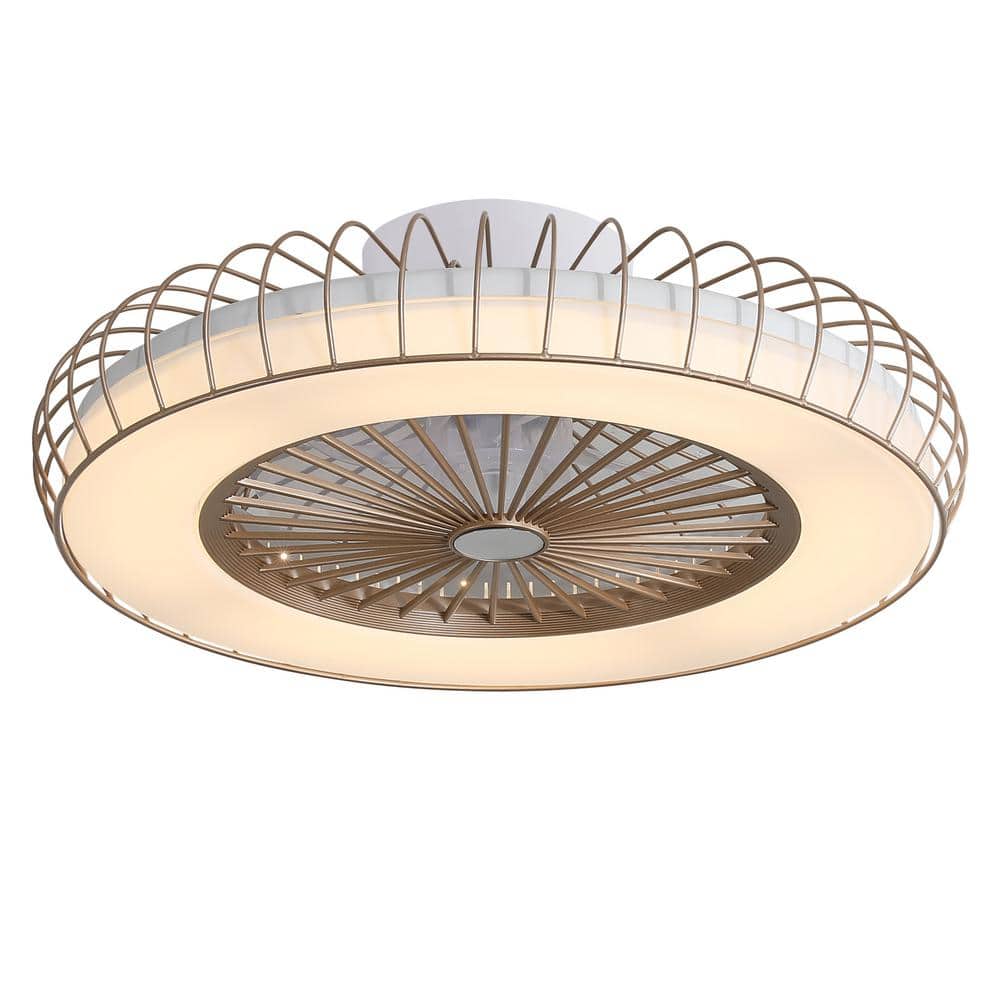 PUDO Modern 20 in. 1-Light Integrated LED Indoor Gold Ceiling Fan ...