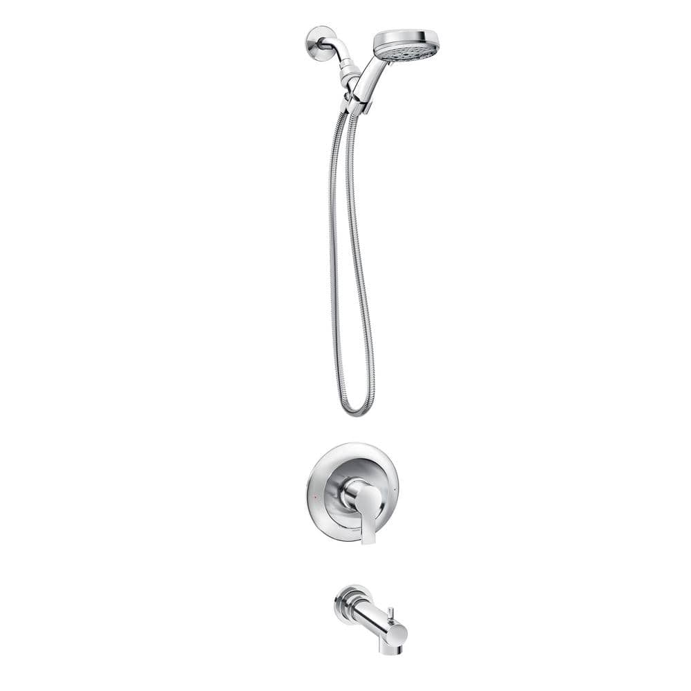 MOEN Meena Single Handle 4-Spray 4 in. Tub and Shower Faucet 1.75 GPM ...