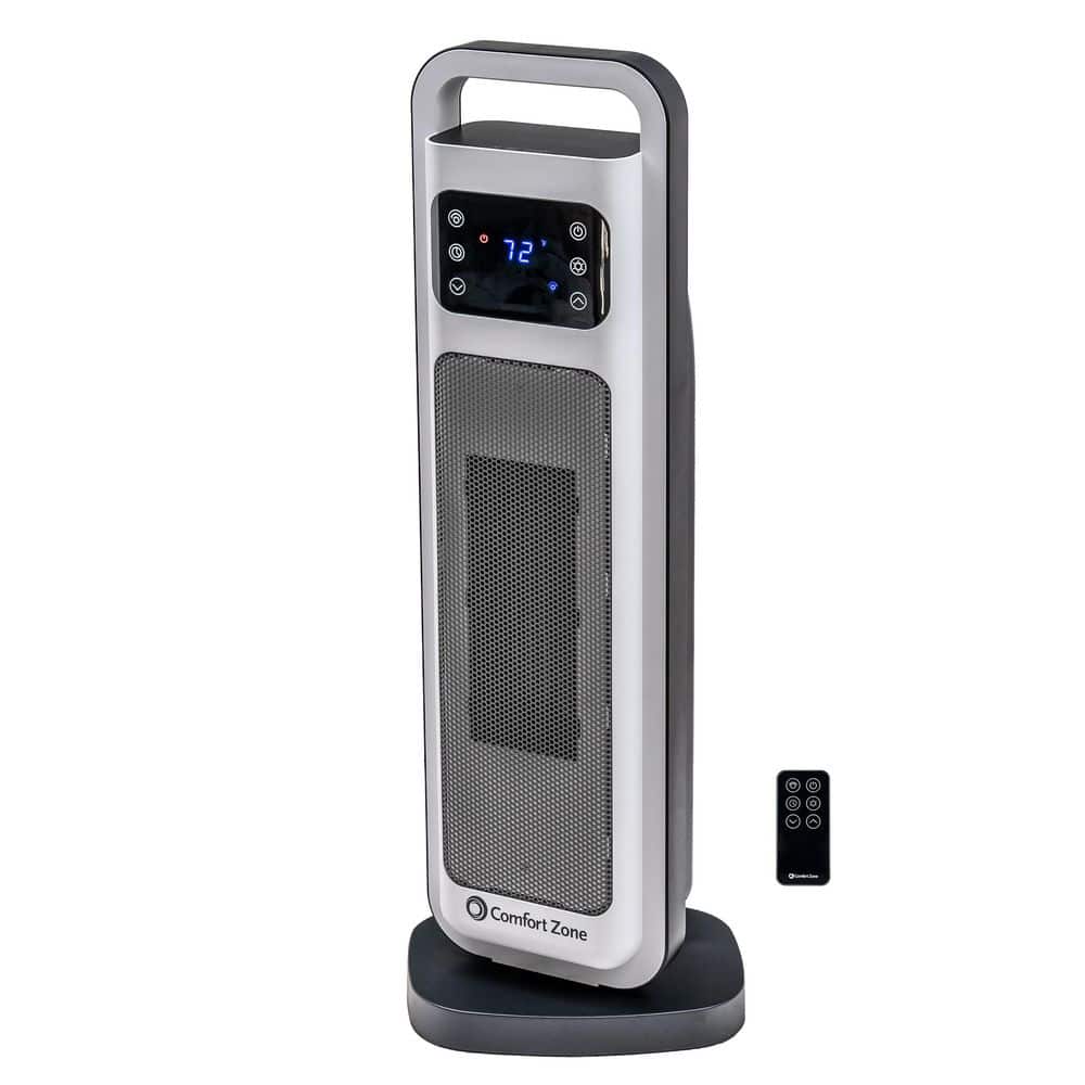 Comfort Zone 1500W 26 in. Electric Indoor Tower Ceramic Fan-Forced ...