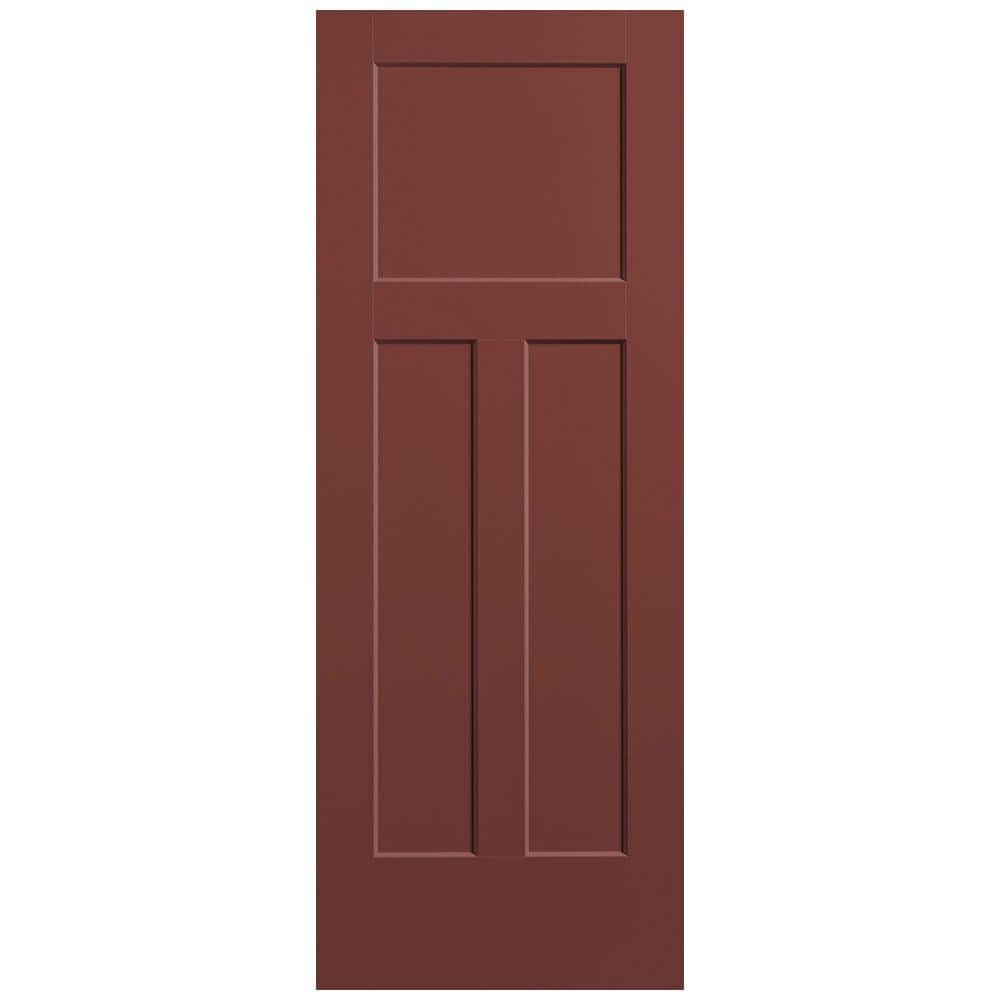 Masonite 30 in. x 80 in. 3-Panel Winslow Single Bore Solid Core Red ...