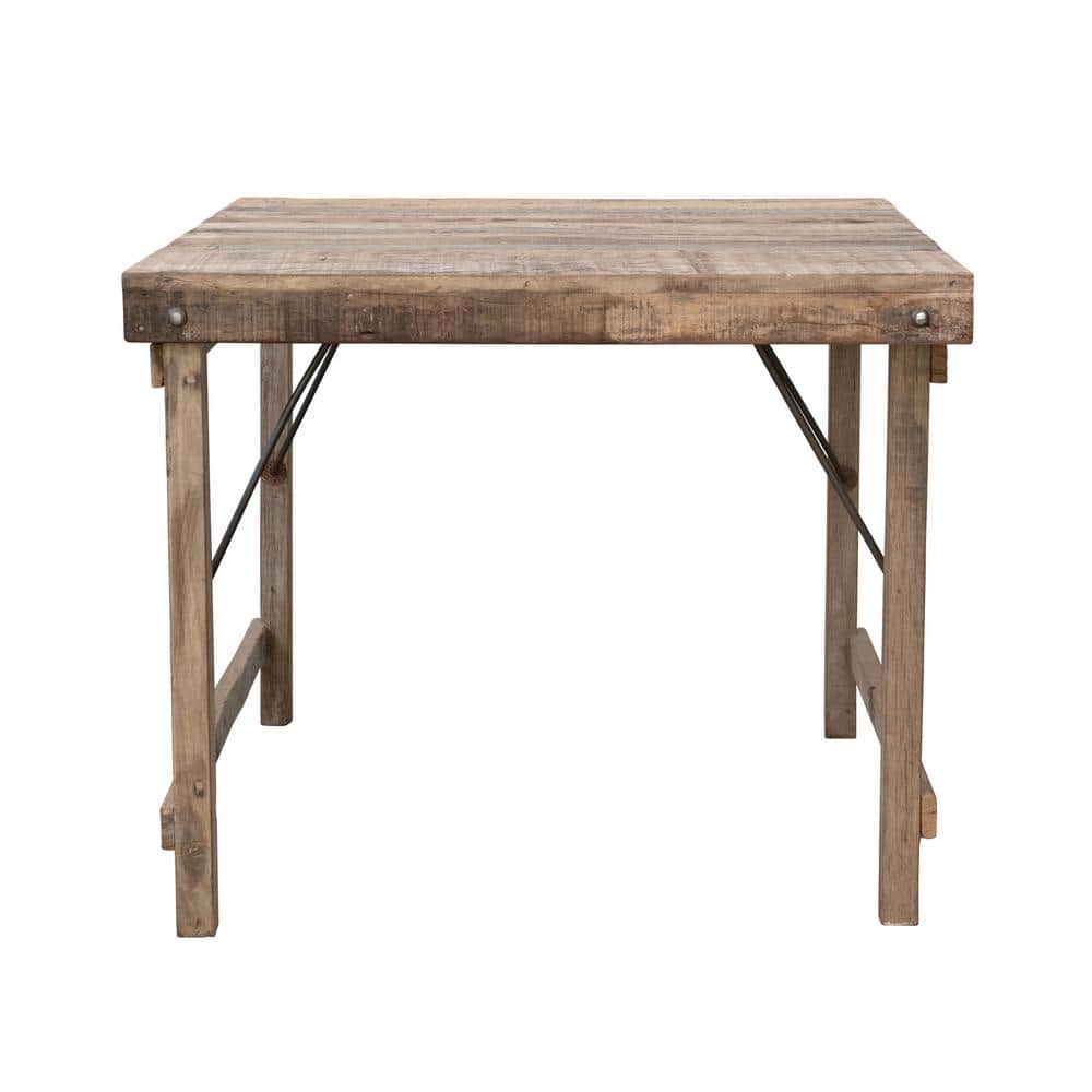 Storied Home 36 in. Natural Square Reclaimed Wood Folding Coffee Table ...