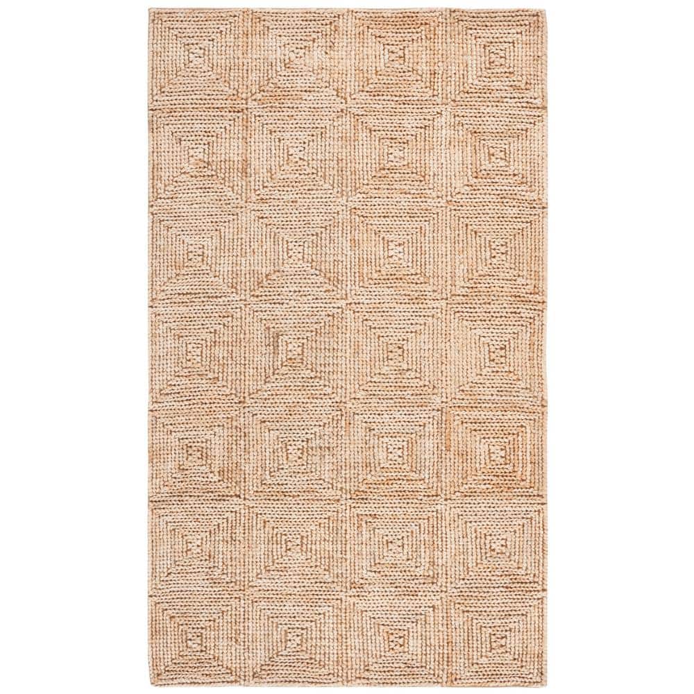 SAFAVIEH Natural Fiber Beige 8 ft. x 10 ft. Cubed Meander Area Rug ...