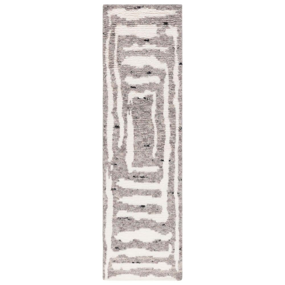 SAFAVIEH Casablanca 2 ft. x 8 ft. Ivory/Gray Two-Toned Spiral Runner ...
