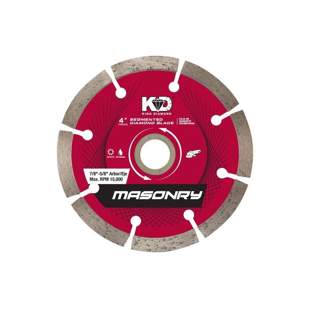 KING DIAMOND 4 in. Masonry Material Cutting Segmented Rim Diamond Blade ...