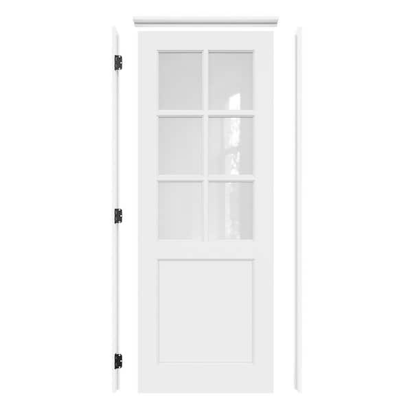 ARK DESIGN 32 in. x 80 in. 6-Lite Frosted Glass Right-Hand White Solid ...