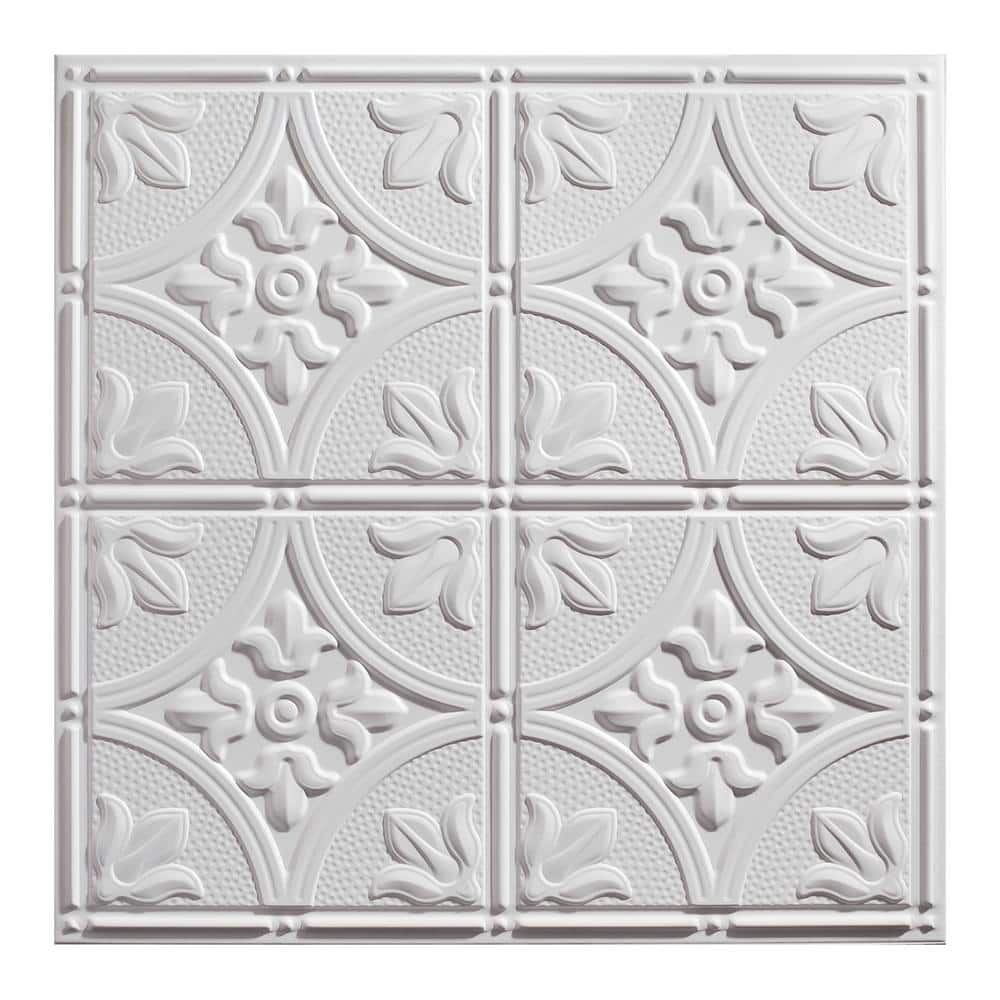 GENESIS 23.75in. X 23.75in. Antique Lay In Vinyl White Ceiling Panel ...