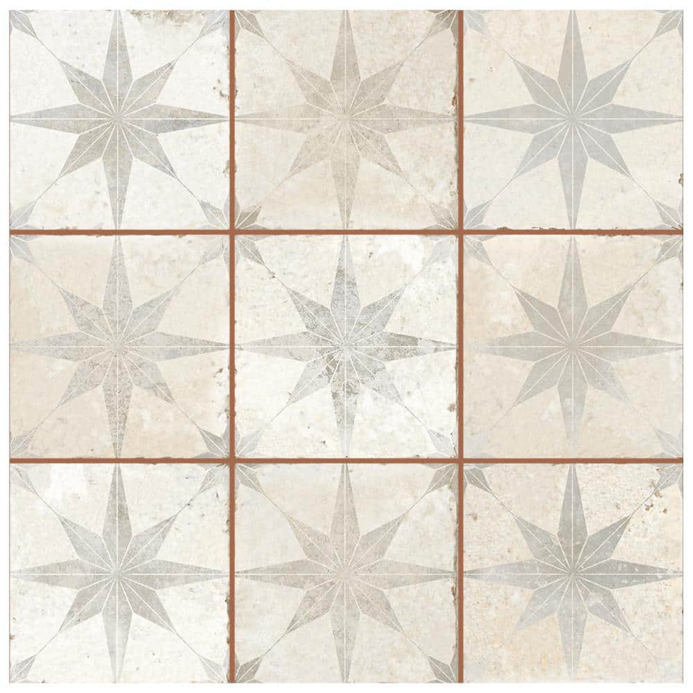 Merola Tile Harmonia Kings Star White 13 in. x 13 in. Ceramic Floor and ...
