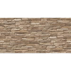 Bricks and More Collection Beige Rocky Brick Motif Matte Finish Vinyl ...