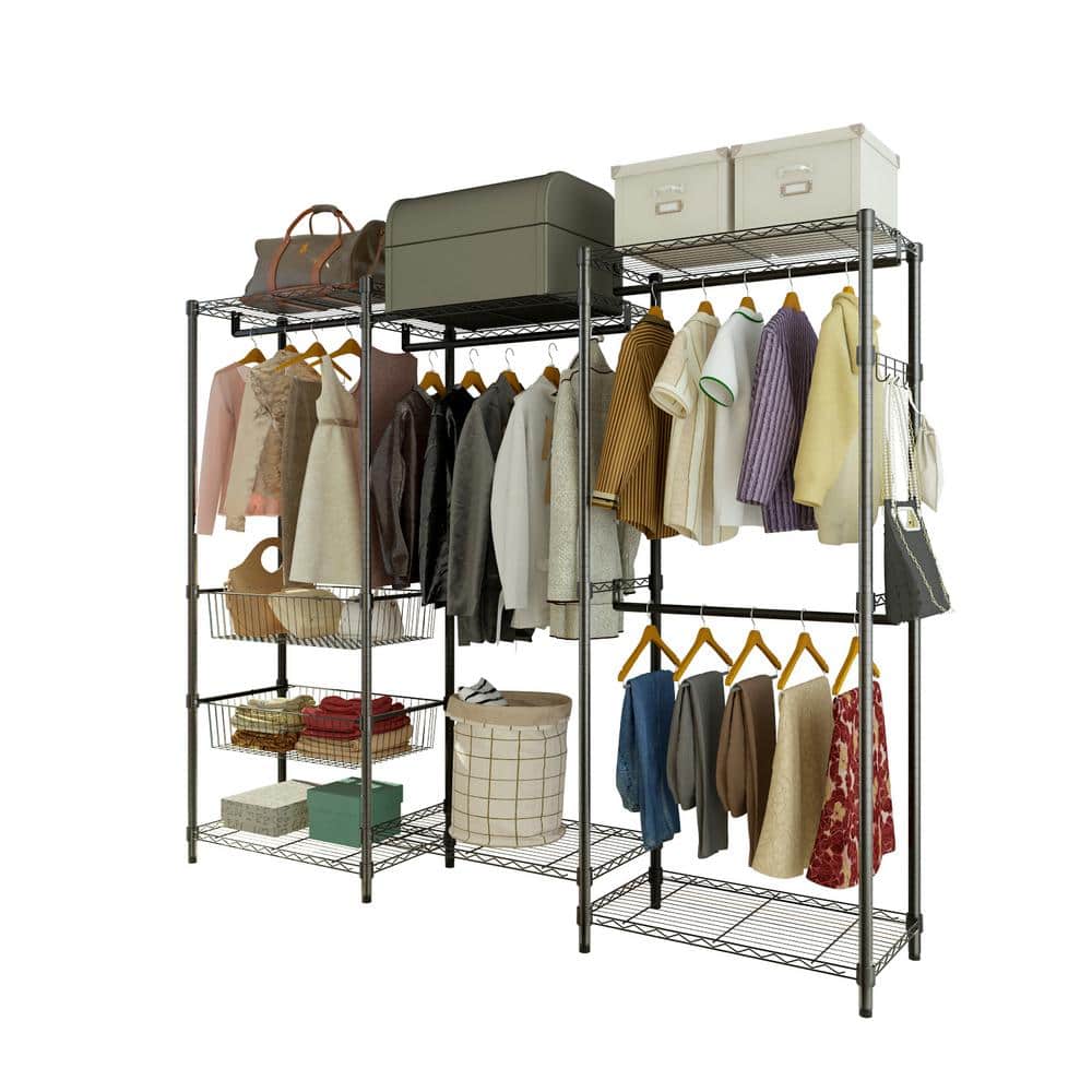 Karl home Black Iron Clothes Rack 86.23 in. W x 70.87 in. H ...