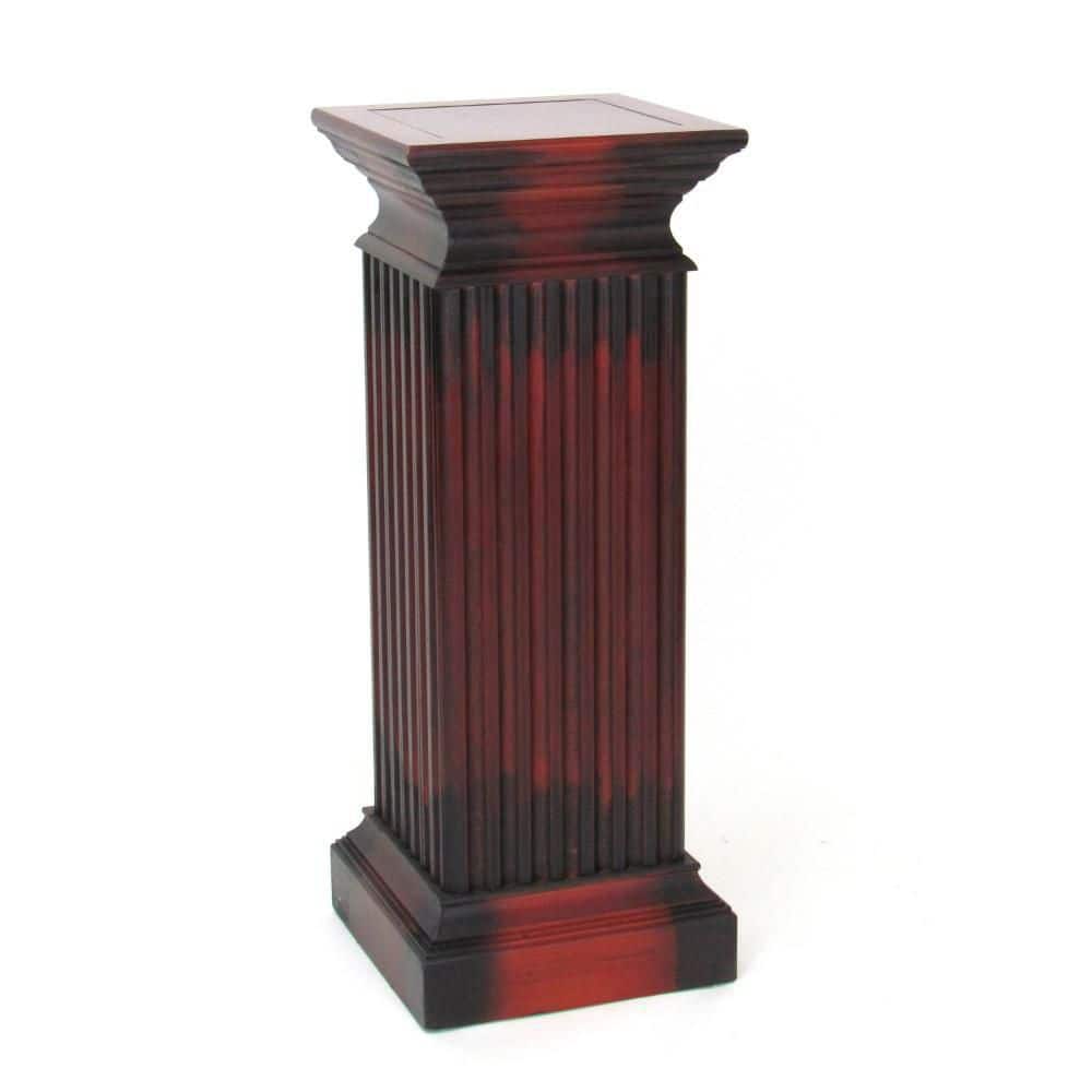 Benjara Brown Rectangular Wooden 14 in. Transitional Style Pedestal ...