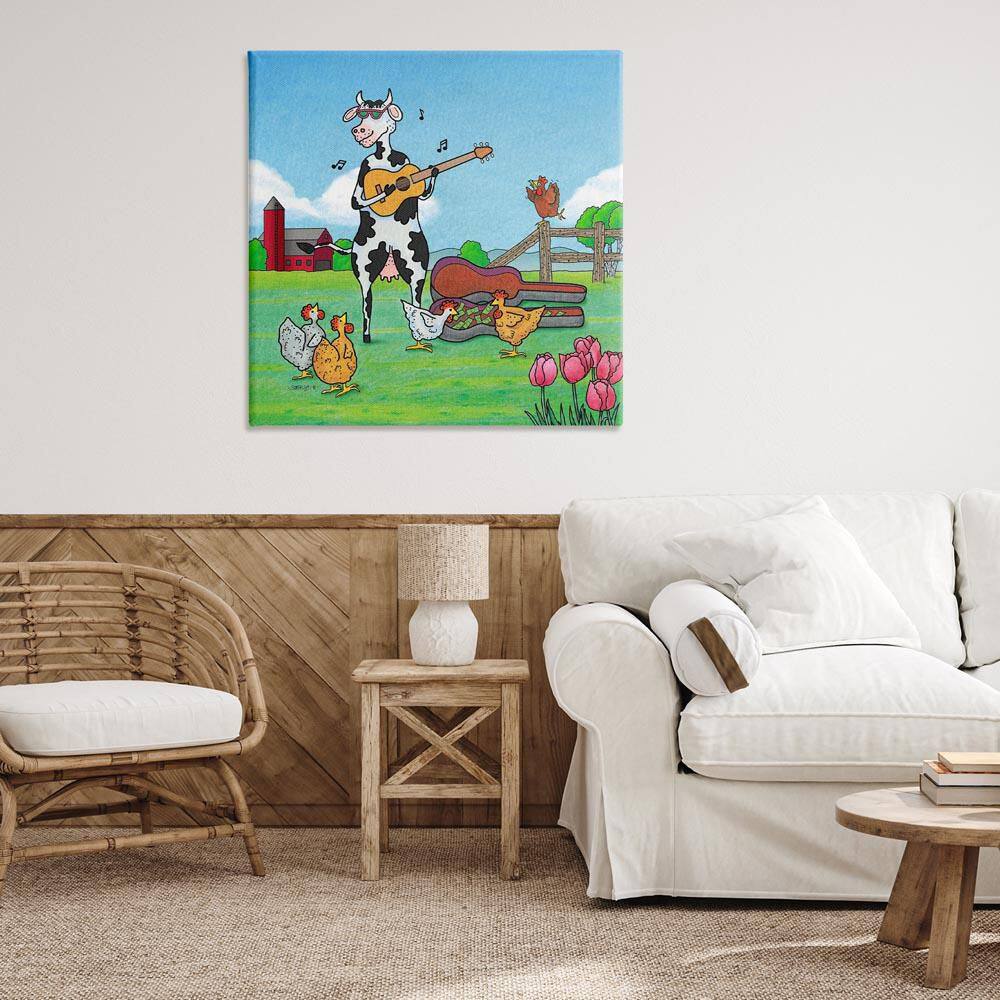 Stupell Industries Busking Cow with Audience by Roger Straub Unframed ...