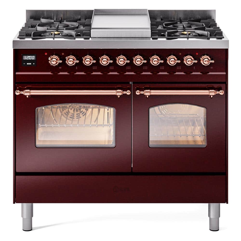 ILVE Nostalgie II 40 in. 6 Burner Dual Fuel Liquid Propane Range in ...