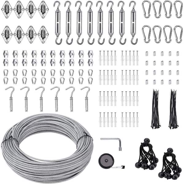 Oyezvary 6 in. Stainless Steel Shade Sail Hardware Kit with 131FT Wire ...
