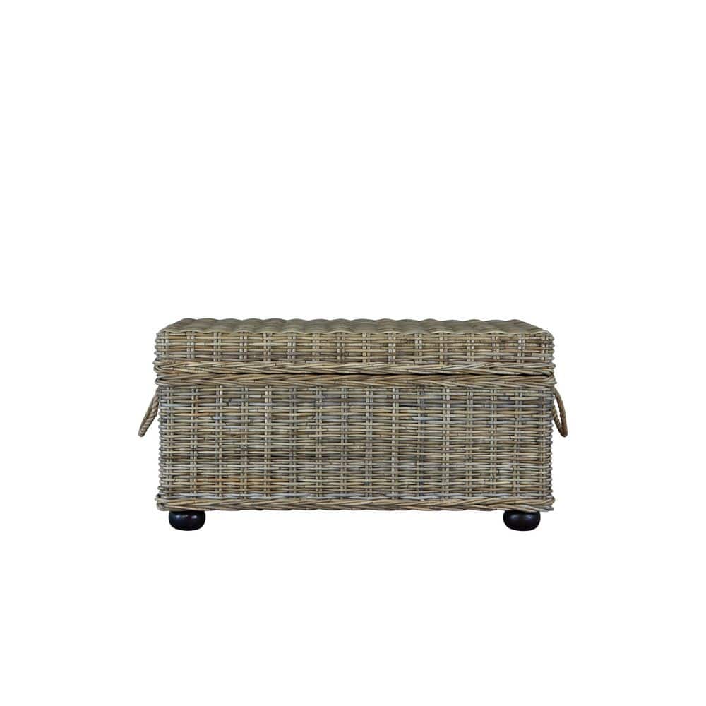 Crawford & Burke Bauer Kubu Natural Tan Rattan Storage Trunk 21 in ...