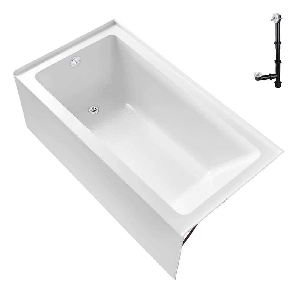 Streamline GA-300-2-WH 60 in. x 30 in. Acrylic Soaking Alcove Bathtub ...