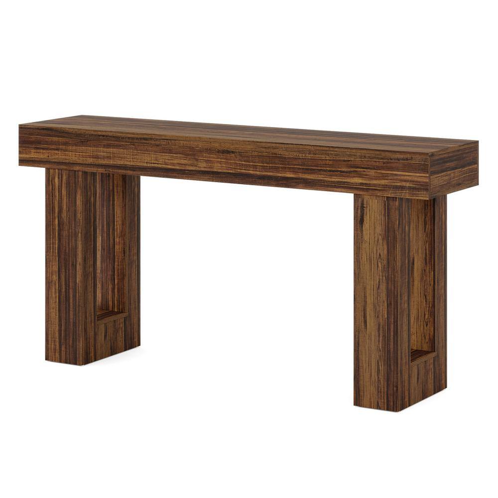 BYBLIGHT Turrella 62.99 in. Rustic Brown Console Tables, Rectangle ...