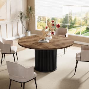BYBLIGHT Roesler Rustic Brown Wood 47 in. Wood Circular Round Pedestal ...