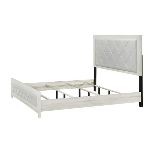Acme Furniture Jehoram Beige Wood Frame Queen Panel Bed with No ...