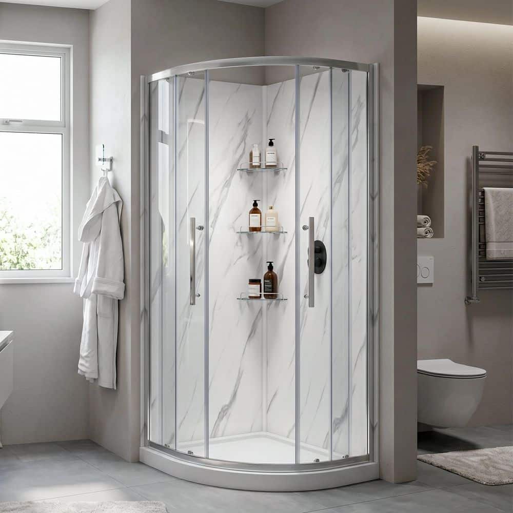 Dreamwerks Monaco 36 in. L x 36 in. W x 75 in. H Round Corner Shower ...