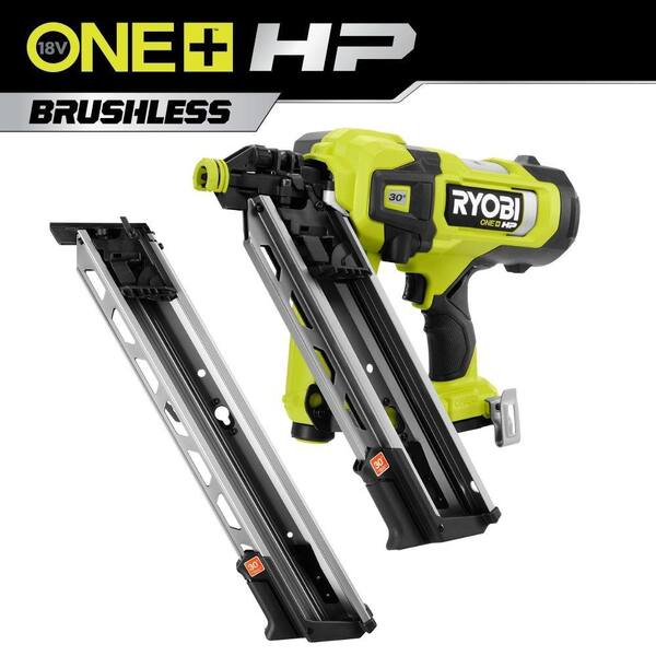 RYOBI ONE+ HP 18V Brushless Cordless AirStrike 30° Framing Nailer (Tool ...