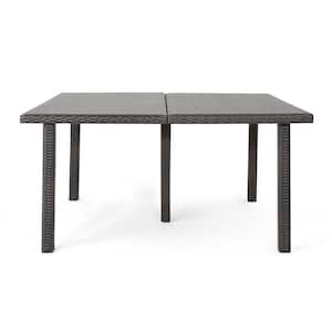 Zeus & Ruta Brown Multi Wicker Iron Outdoor Dining Table, Rectangular ...