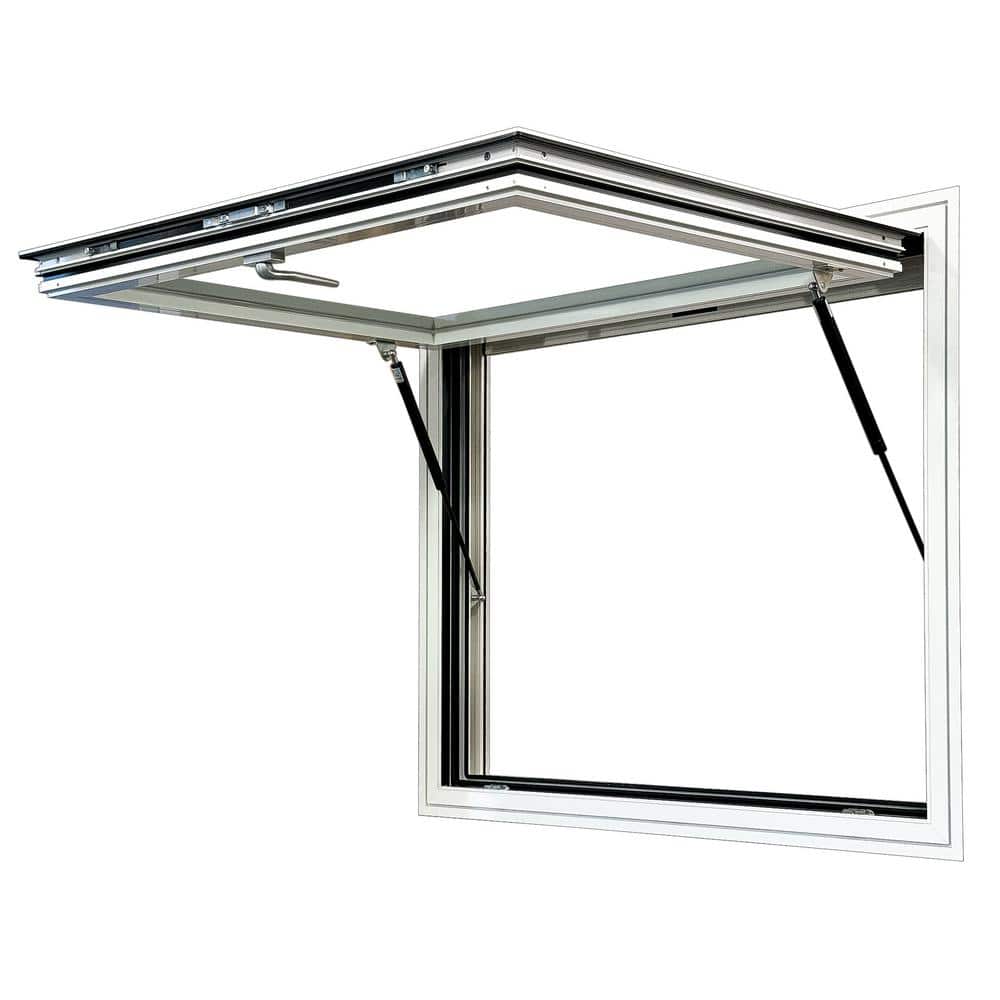 TEZA DOORS Teza 60 in. x 42 in. White Aluminum Low-E Double-Pane Clear Glass Awning Window with ...