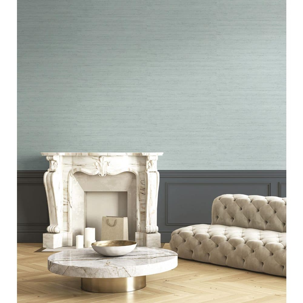 Synergy Collection Blue Slub Silk Design Matte Finish Vinyl on Non ...