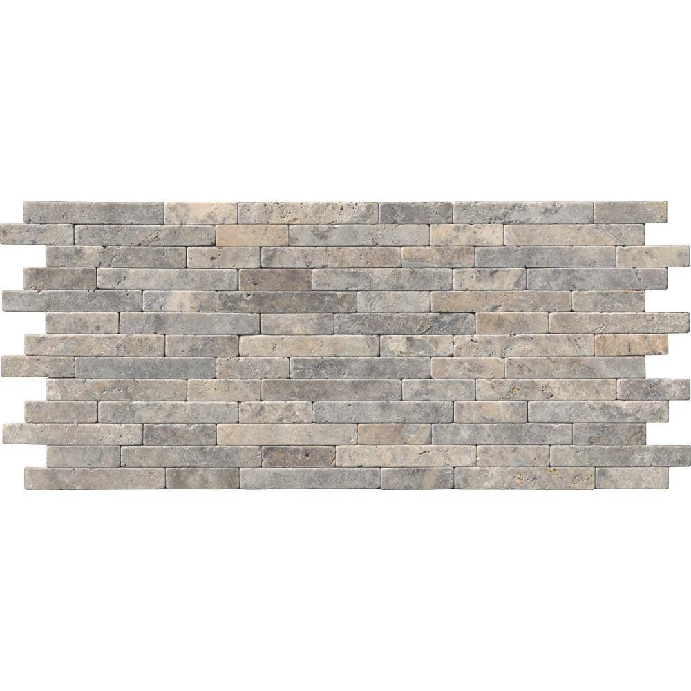 MSI Silver Ash Veneer 8.13 in. x 18 in. Textured Travertine Floor and ...