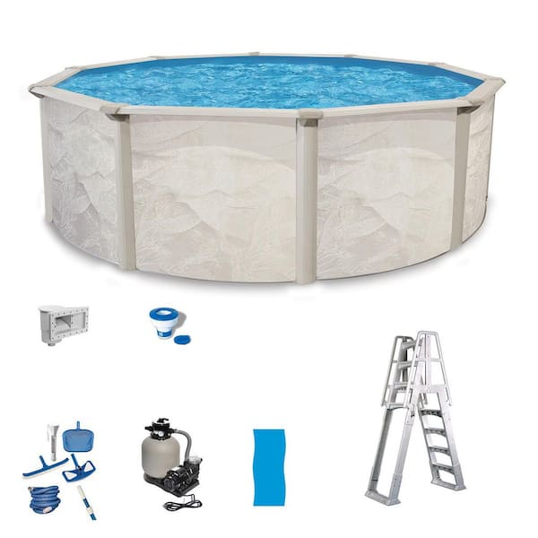 AQUARIAN Independence 18 ft. Round 52 in. Deep Hard Sided Above Ground ...