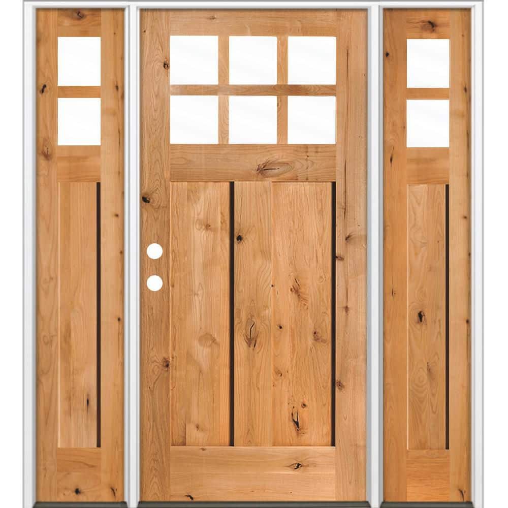 Krosswood Doors 64 in. x 80 in. Knotty Alder Right-Hand/Inswing 6 Lite ...