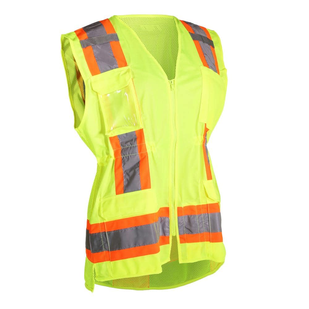 PIP Women's Medium Hi Vis Yellow 2-Tone ANSI Type R Class 2 Contoured ...