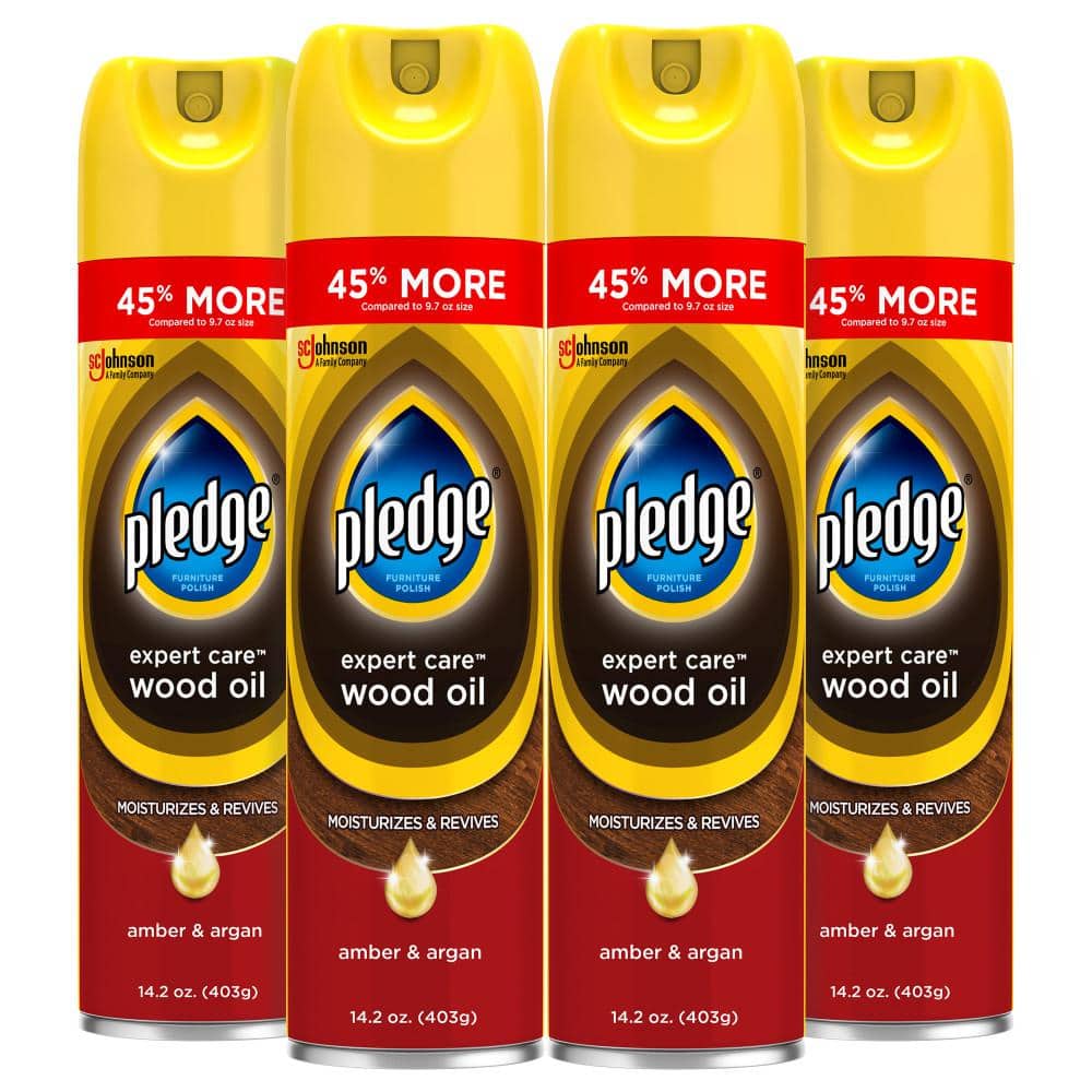 Pledge 14.2 oz. Amber and Argan Scent Furniture Moisturizing Oil (4 ...