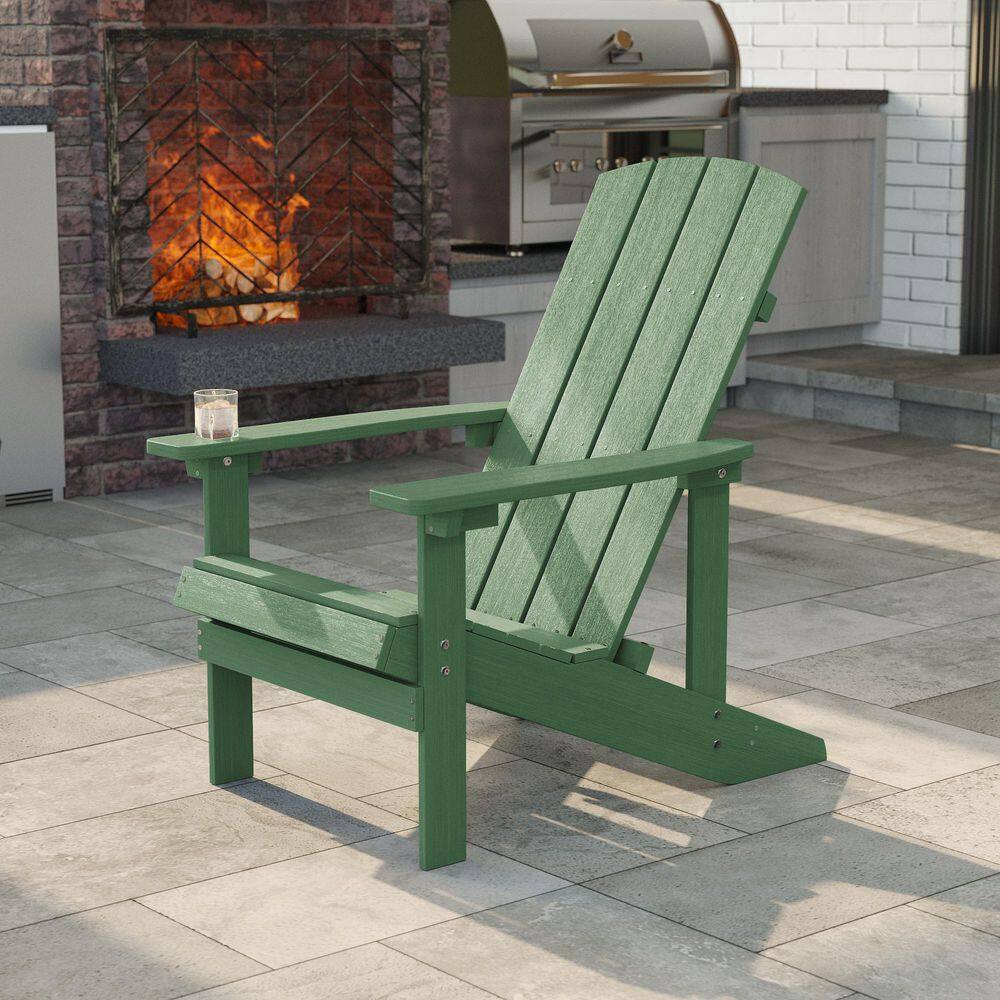 JOYESERY Dark Green Weather Resistant HIPS Plastic Adirondack Chair for ...
