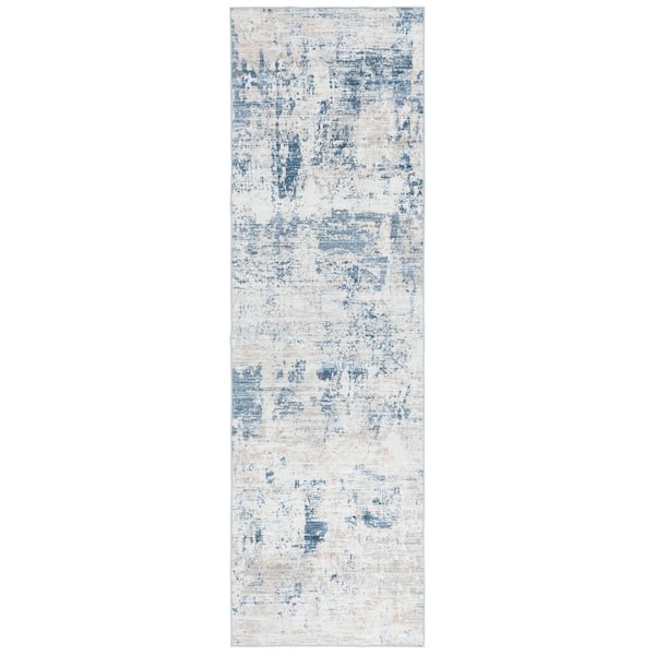 SAFAVIEH Malibu Beige/Blue 3 ft. x 8 ft. Machine Washable Patchy ...