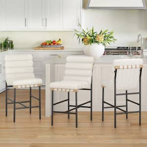 Spruce & Spring Aloysius 27 in. Light Grey High Back Bar Stools Metal ...