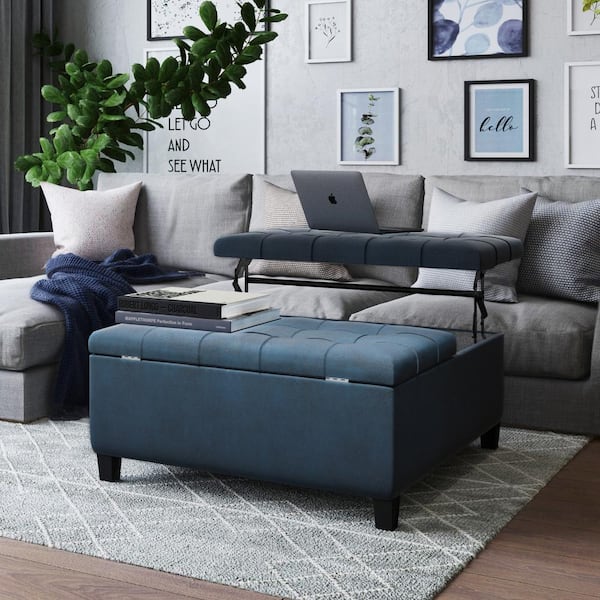 Navy blue ottoman coffee table store