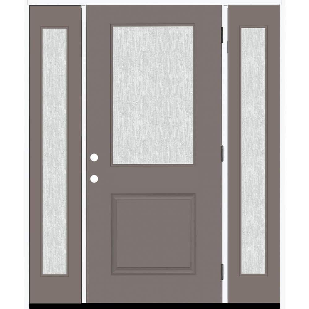 Steves & Sons Legacy 64 in. W x 80 in. 1/2 Lite Rain Glass LHOS Primed ...