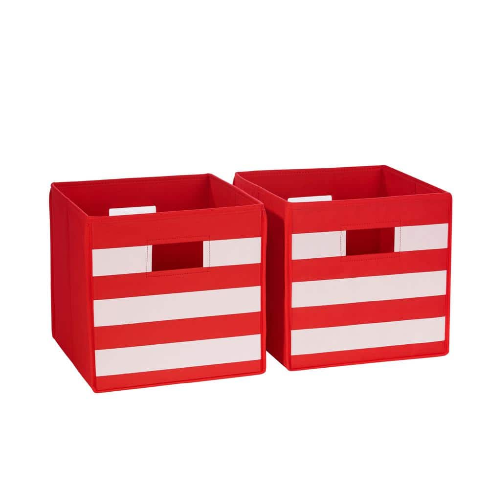 RiverRidge Home 10 in. H x 10.5 in. W x 10.5 in. D Red Fabric Cube ...