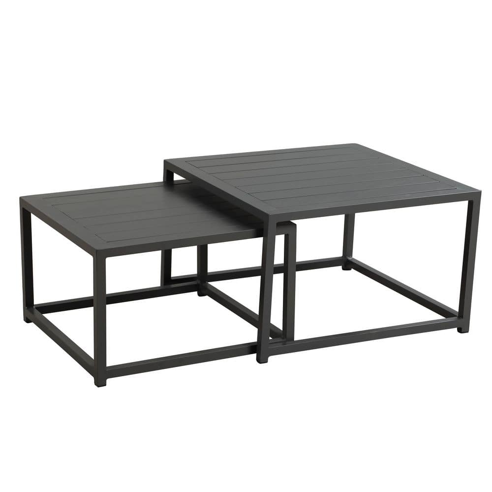 SUNVIVI Aluminum Outdoor Nesting Coffee Table Set, Grey DKX210GR-11 ...