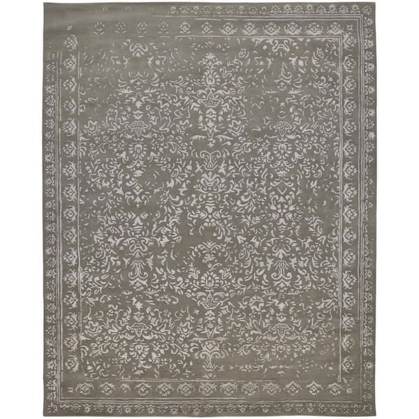 HomeRoots 8 ft. X 10 ft. Gray Floral Area Rug 2000512528 - The Home Depot