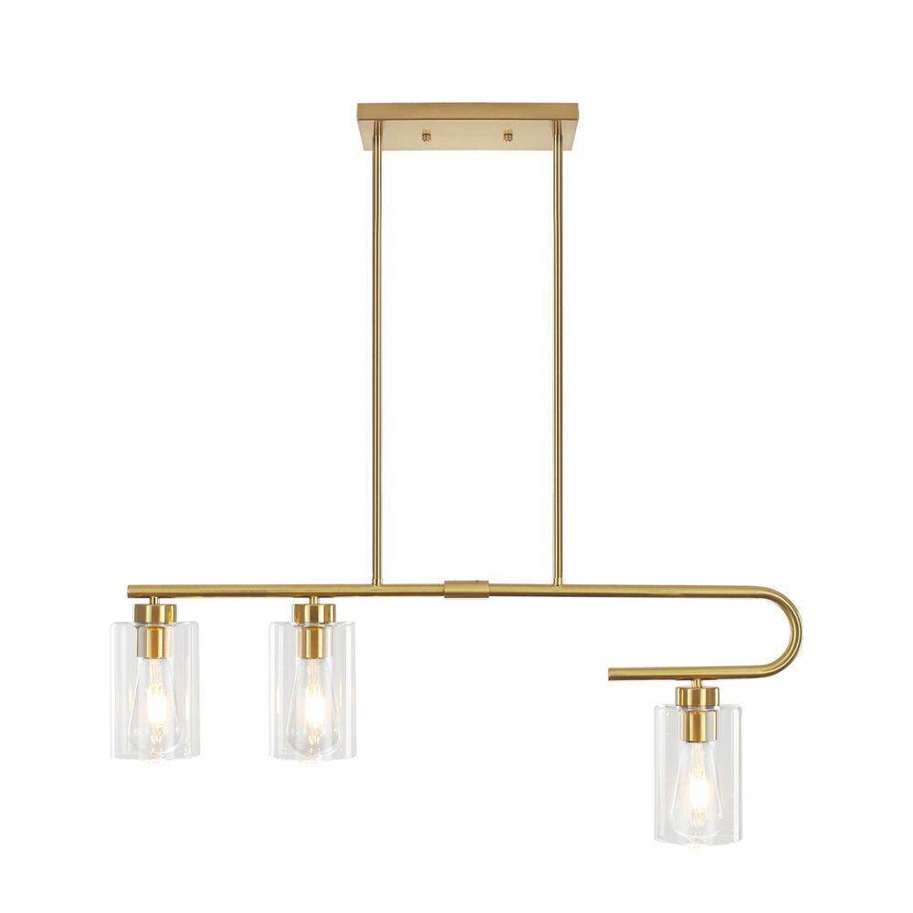 LWYTJO 31. 5in 3-Light Gold Modern Kitchen Island Chandelier Linear ...