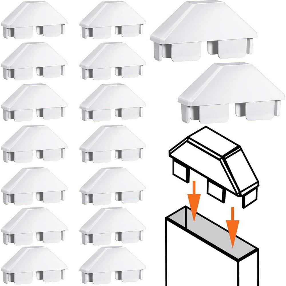 Afoxsos Vinyl Picket Fence Caps White Dog Ear Design Easy Installation ...