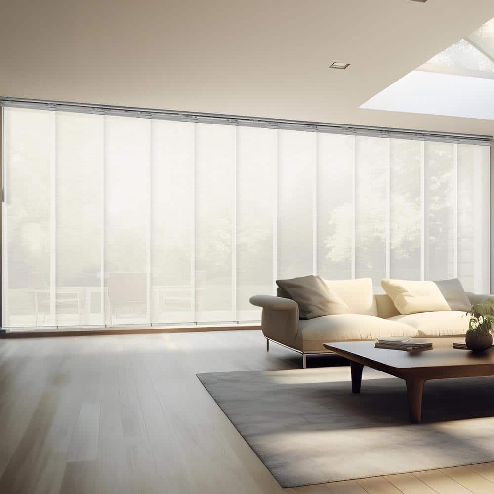 EMOH Ornate Alabaster 140 in.-260 in. W x 116 in. L Adjustable 12-Panel ...