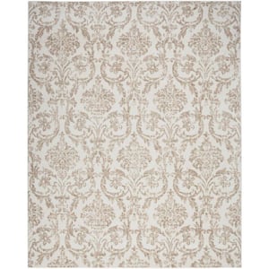 Nourison Jubilant Ivory Beige 5 ft. x 5 ft. Damask Transitional Round ...