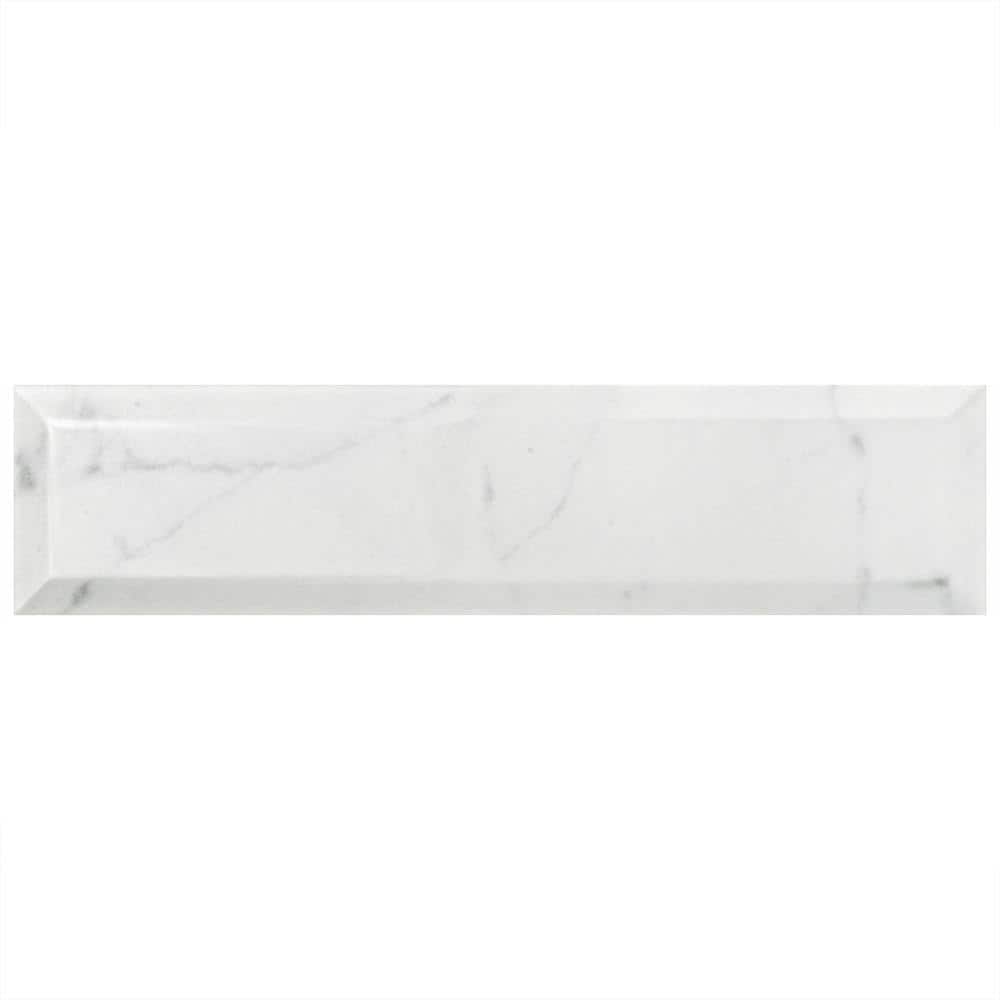 Merola Tile Classico Carrara Glossy Metro 3 in. x 12 in. Ceramic Wall ...
