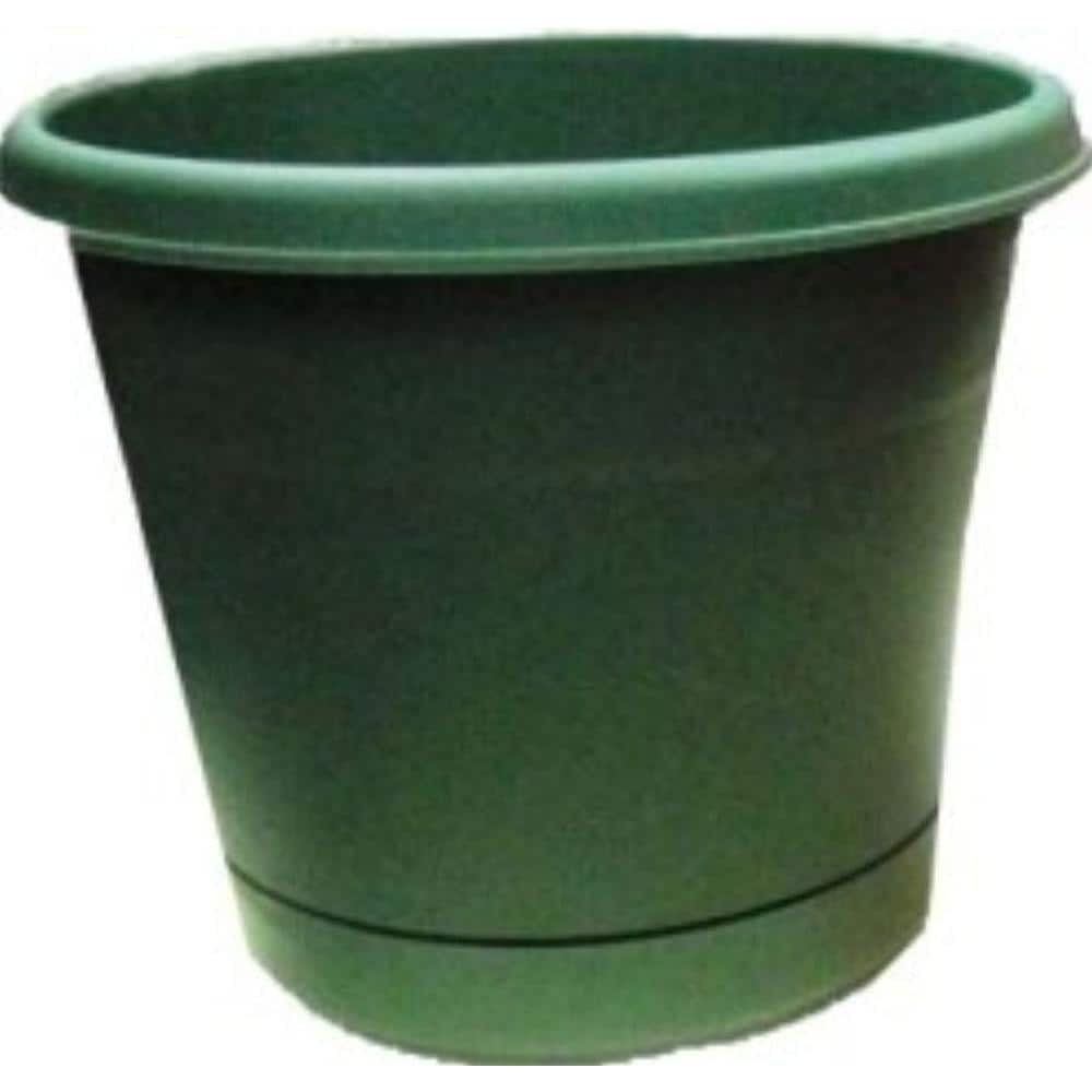 Ames 10 in. Round Evergreen Plastic Rolled-Rim Pot 2761 - The Home Depot